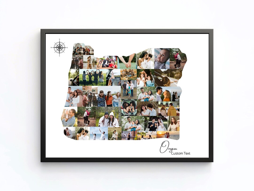 Custom Oregon State Photo Collage Gift-personalized Map Picture Wall ...