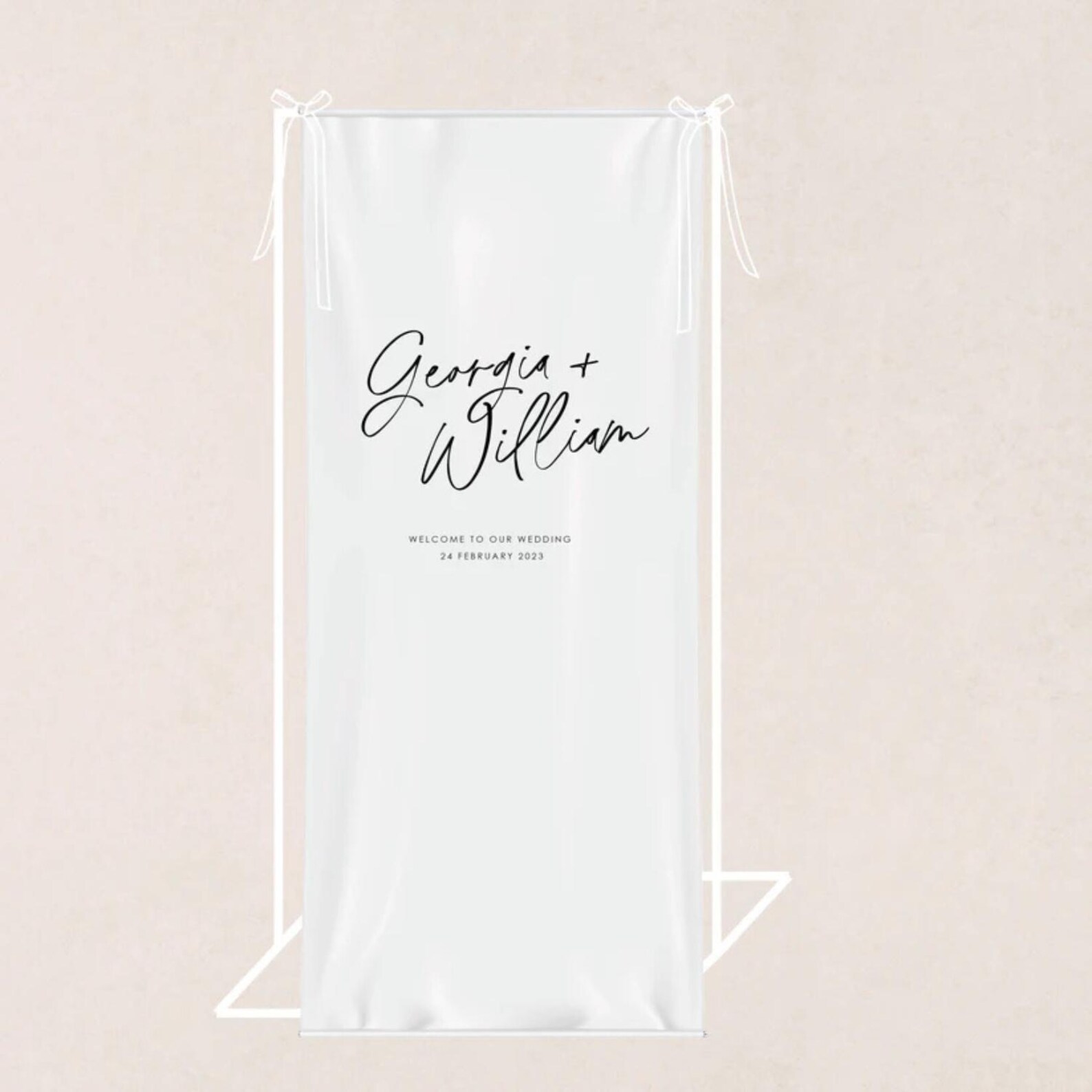 Personalized Linen Wedding Sign, Custom Minimal Welcome Sign, Fabric ...