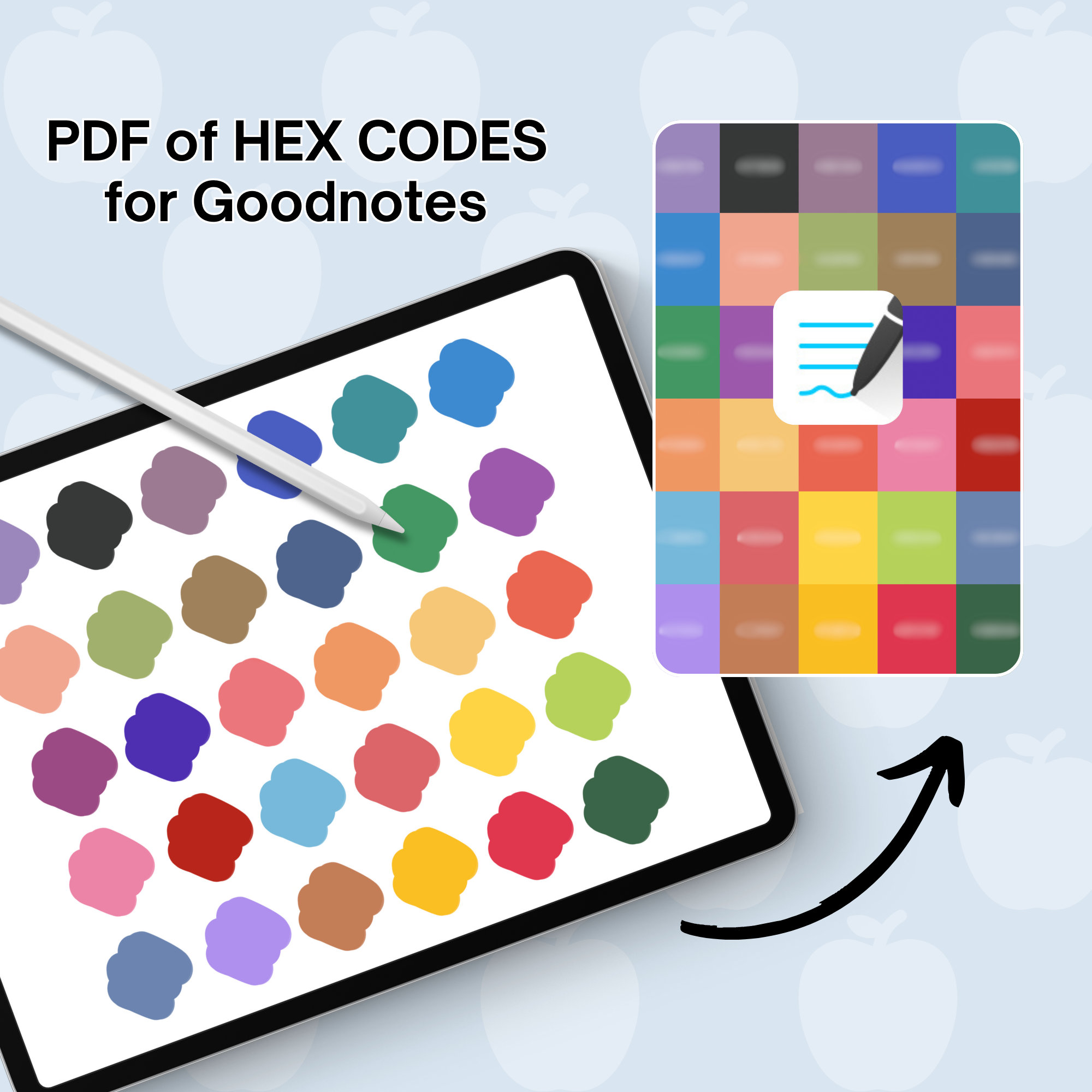 Color Palette With HEX CODES for Goodnotes Color Swatches Procreate ...