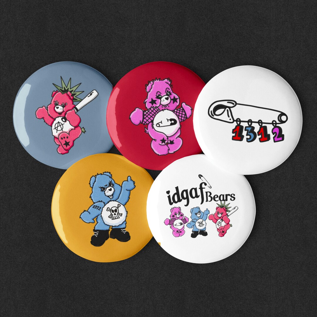 Idgaf Bears Set of Pin Buttons Large & Small Punk Pin Buttons - Etsy