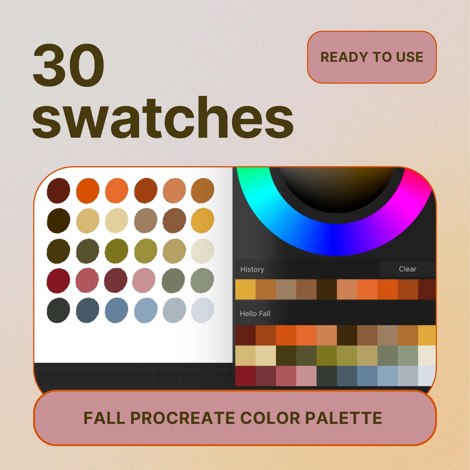 Fall Procreate Palette for Autumn Colour Palette for iPad Procreate ...