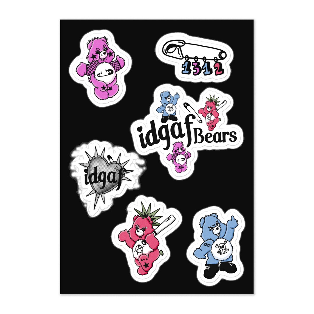IDGAF BEARS Sticker Sheet Punk Stickers - Etsy