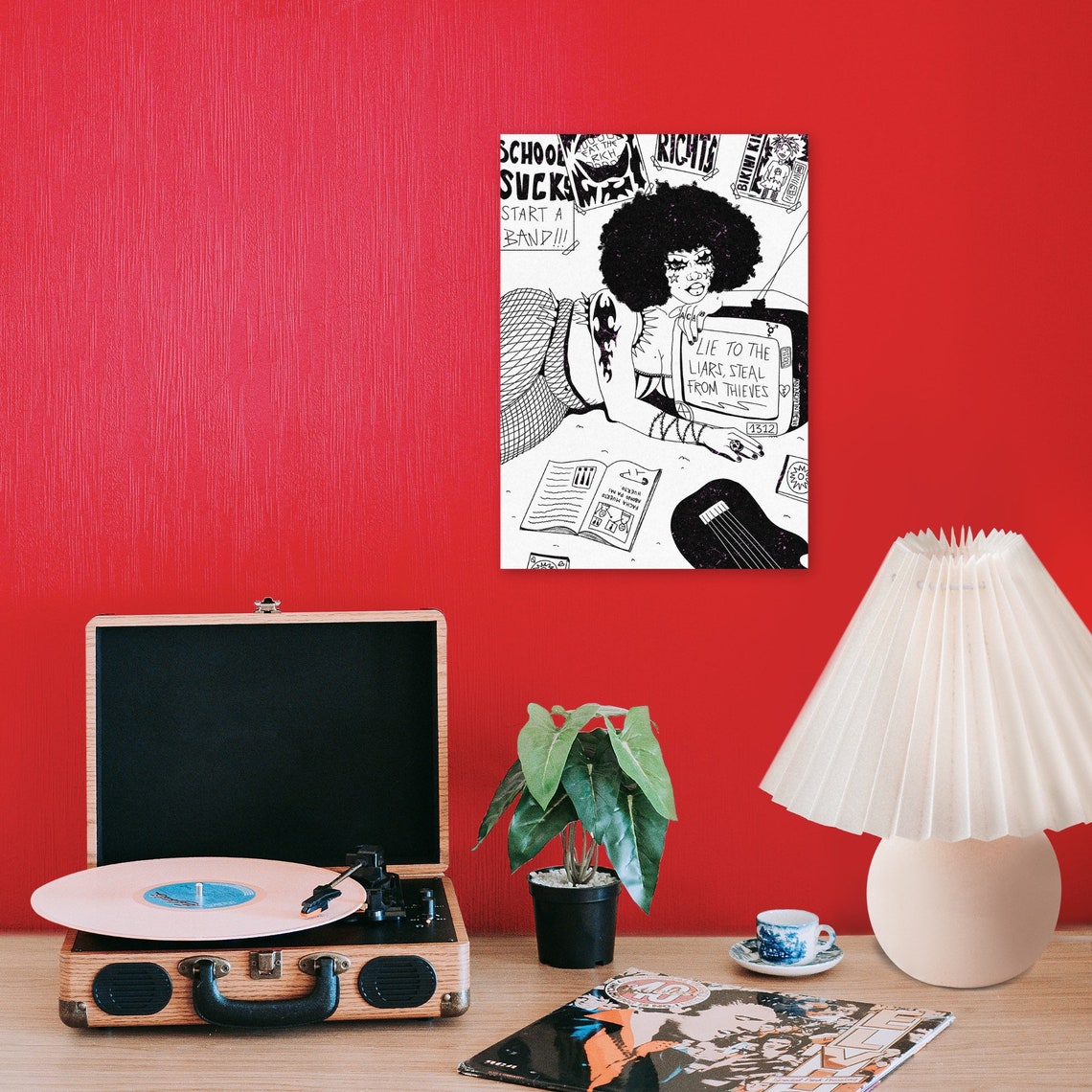 Punk Illustration for Studio Artwork for Punk Rockers Digital Wall Art ...