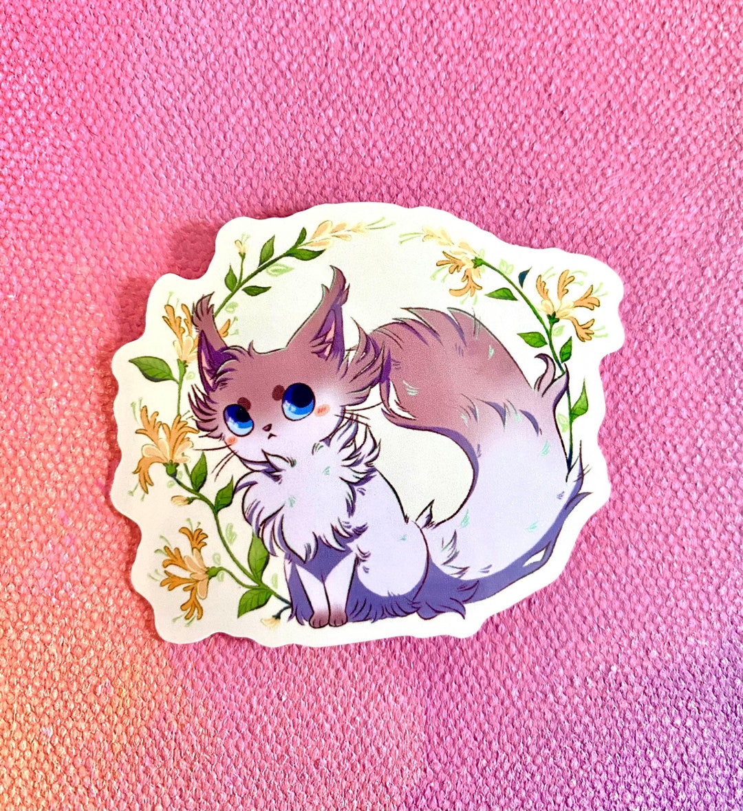 Honeysuckle Cat Sticker | Vinyl Sticker | Waterproof | - Etsy