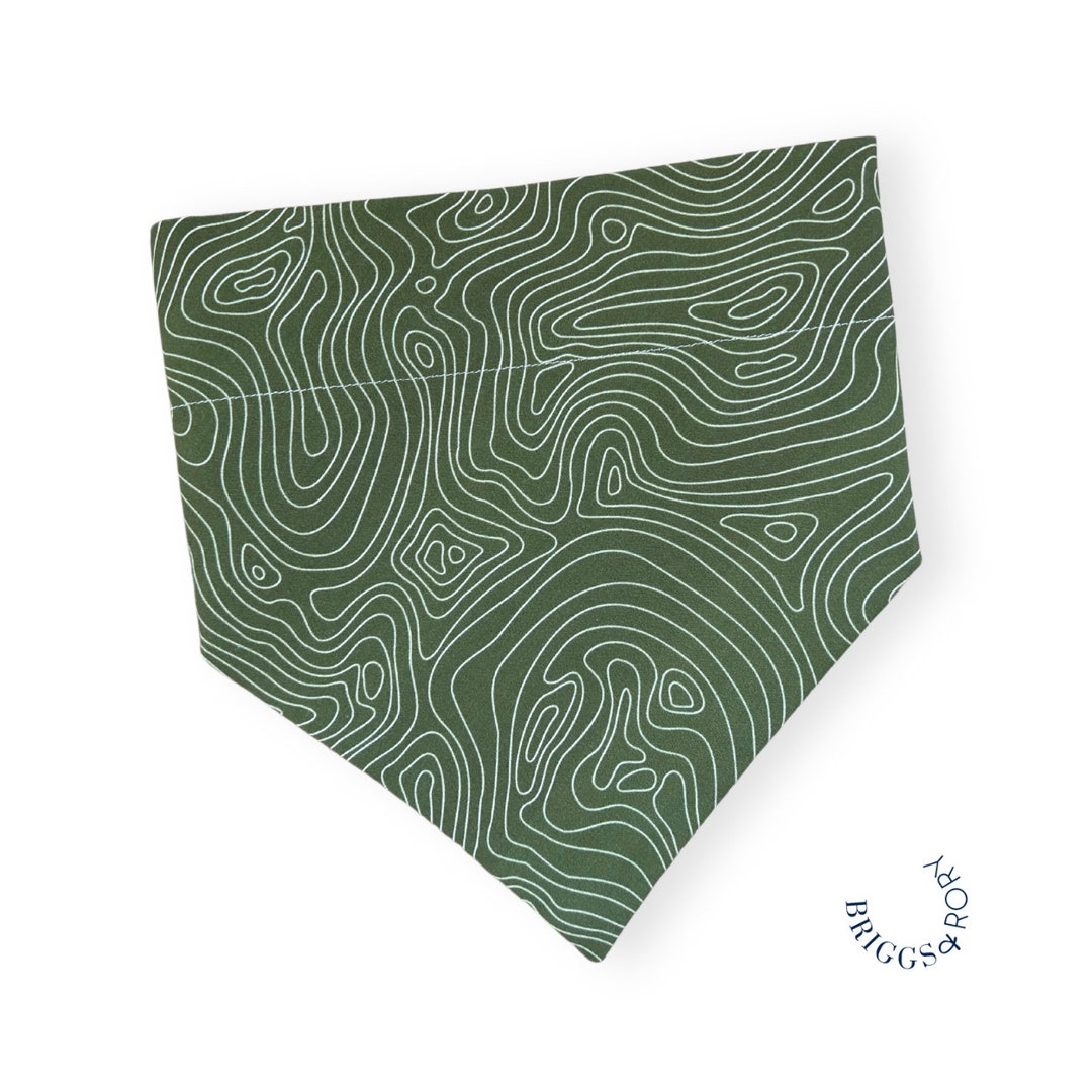 Topographic Map Dog Bandana, Over the Collar Dog Bandana, Hiking Dog ...