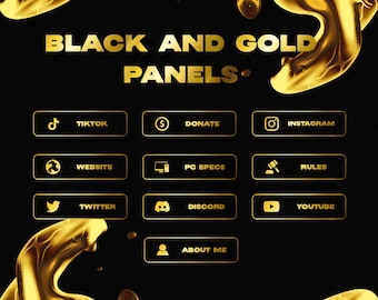 Twitch Panels 15 Black and Gold Premade Designs instant Delivery - Etsy