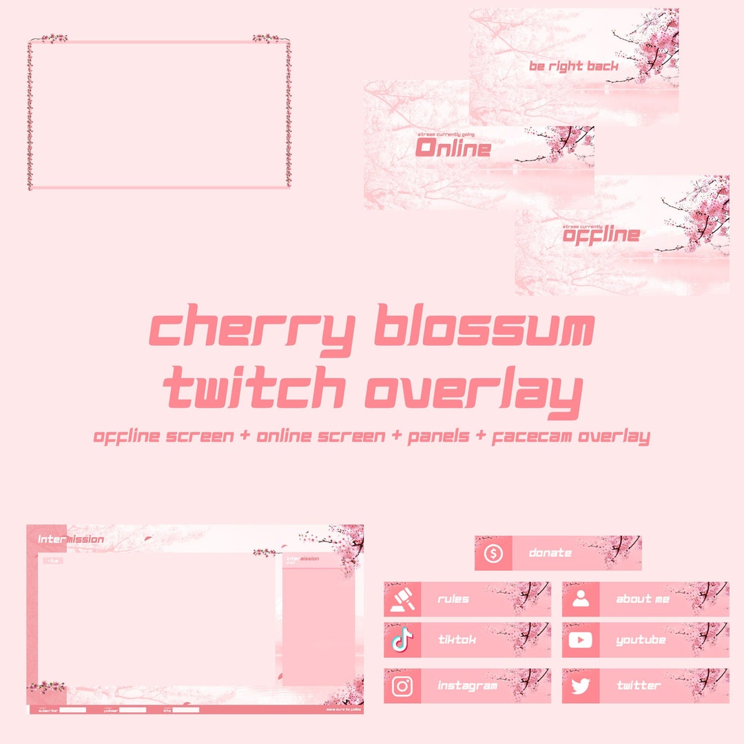 Premade Cherry Blossom Twitch Overlay *full Bundle* *instant Delivery ...