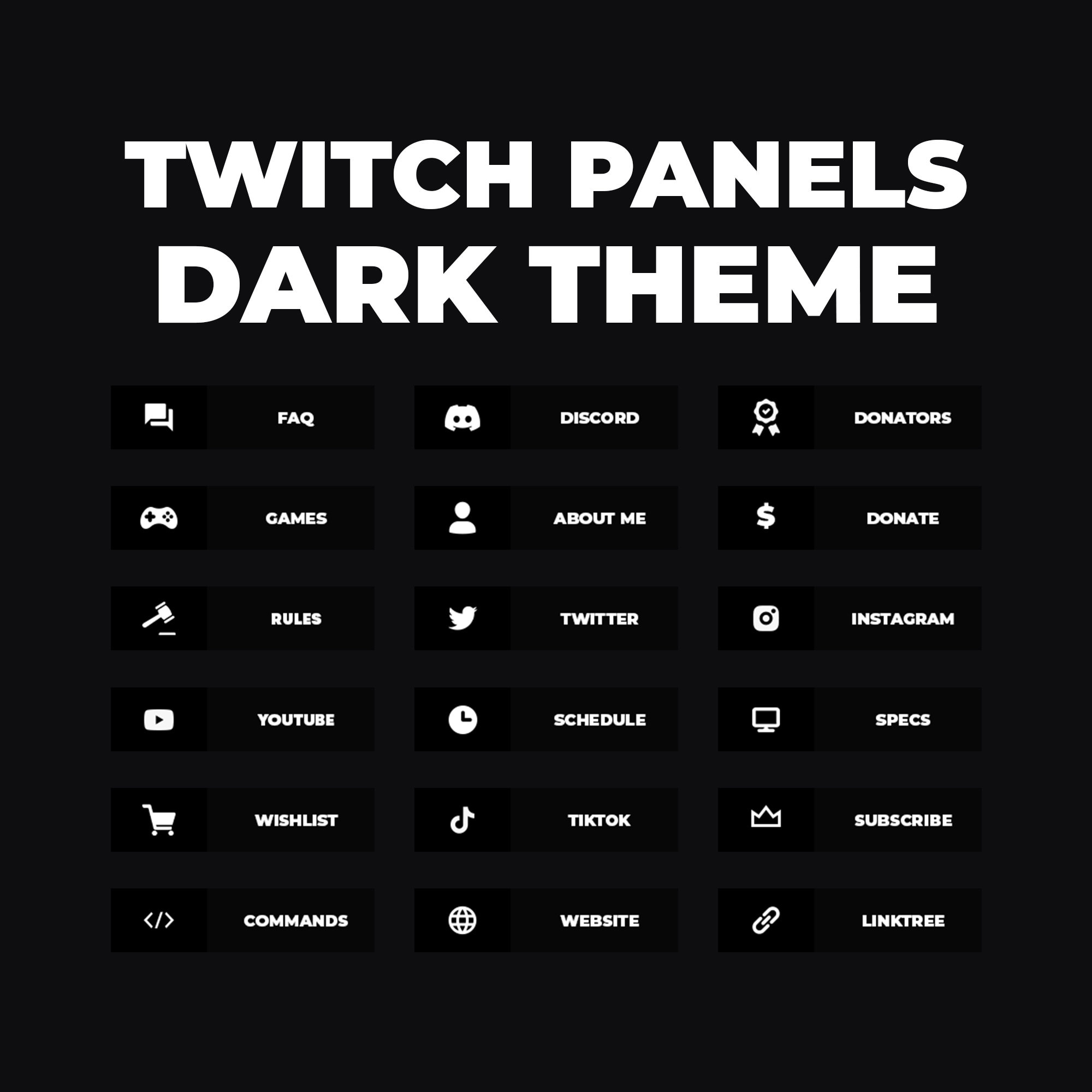 18 Clean White and Black Dark Theme Panels | High Quality Twitch Panels ...