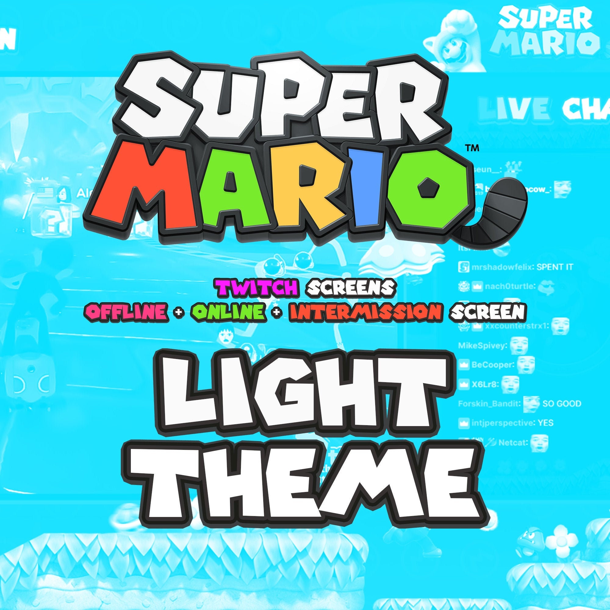 Super Mario Twitch Overlay prefabricado Temática ligera - Etsy España