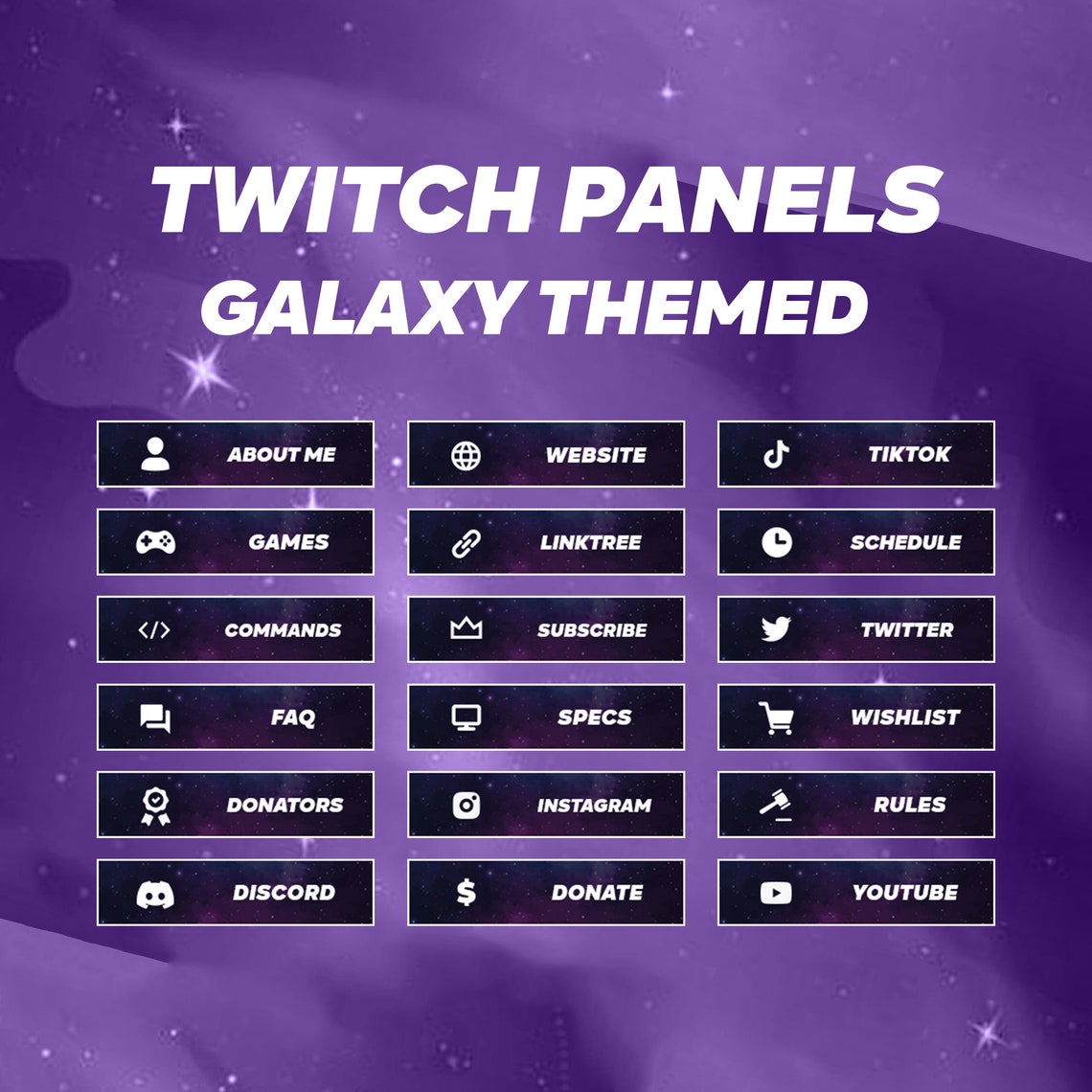 18 Clean Galaxy Panels - Twitch Panels Premade *instant Delivery* - Etsy