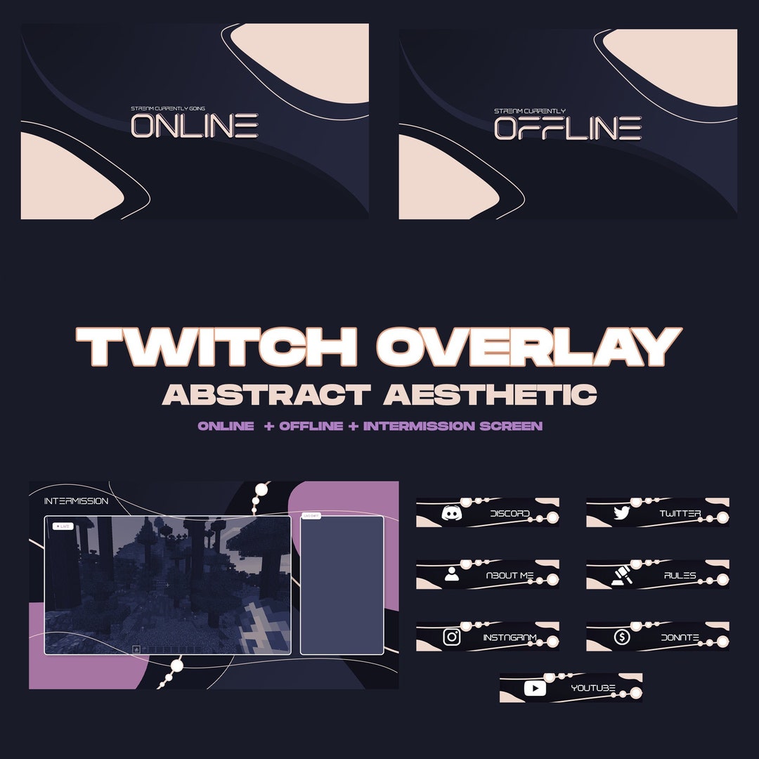 Premade Abstract Clean Twitch Overlay *full Bundle* *instant Delivery ...