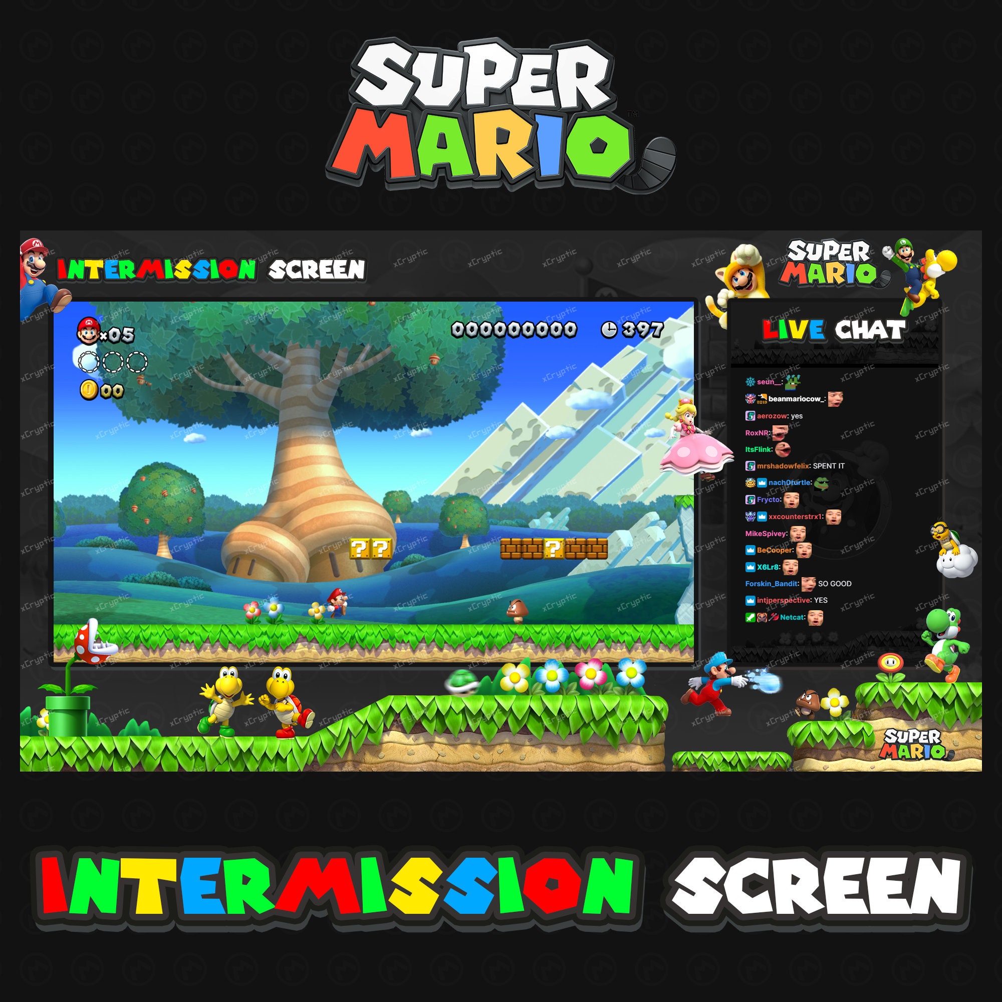 Premade Super Mario Twitch Overlay! *dark Themed*- - Etsy