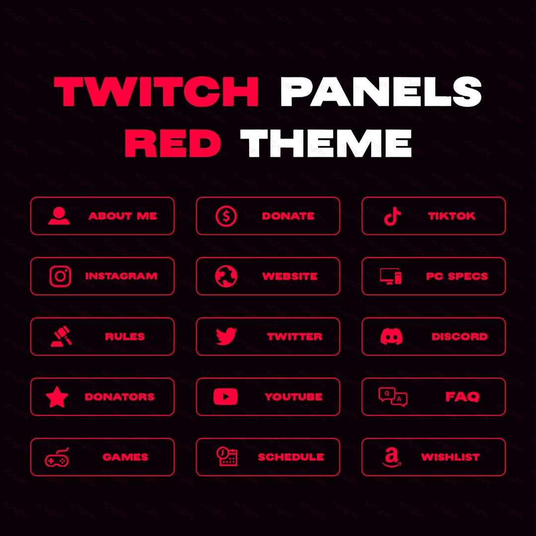 15 Clean Red Panels - Twitch Panels Premade *instant Delivery* - Etsy