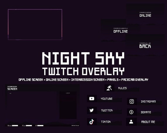 Premade Night Sky Twitch Overlay full Bundle instant | Etsy