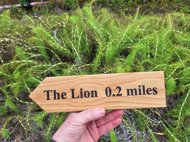 Personalised Oak Arrow Sign With Post Custom Carved Direction Sign ...