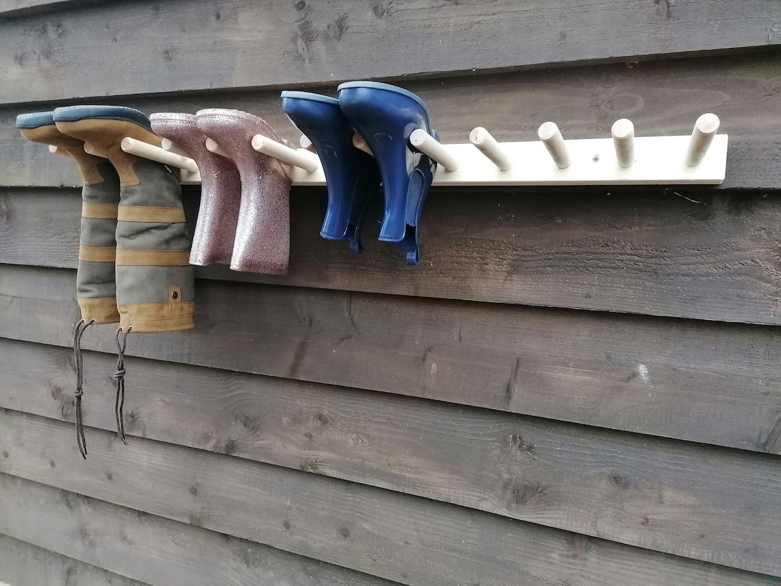 Welly Wellington Wellies Wooden Rack / Boots Holder Wall - Etsy UK