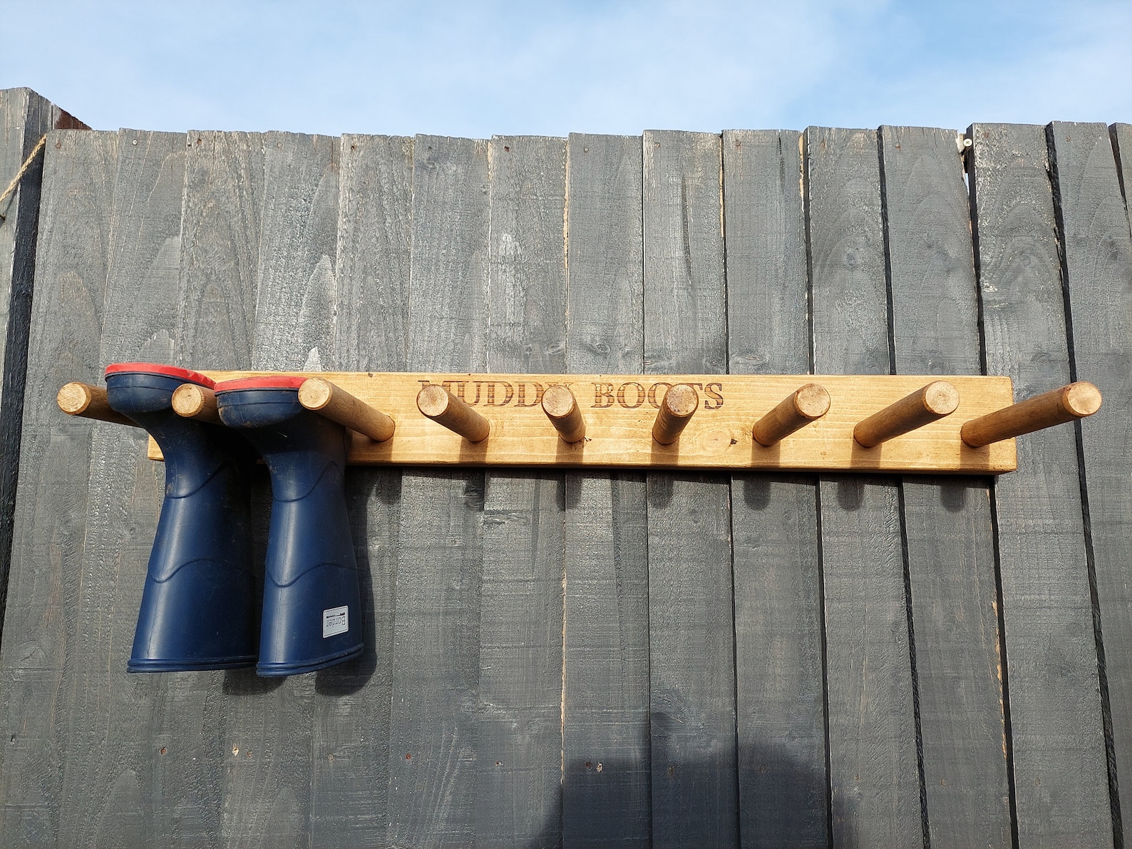PERSONALISED Welly Wellington Wellies Wooden Rack Boot Holder Wall ...