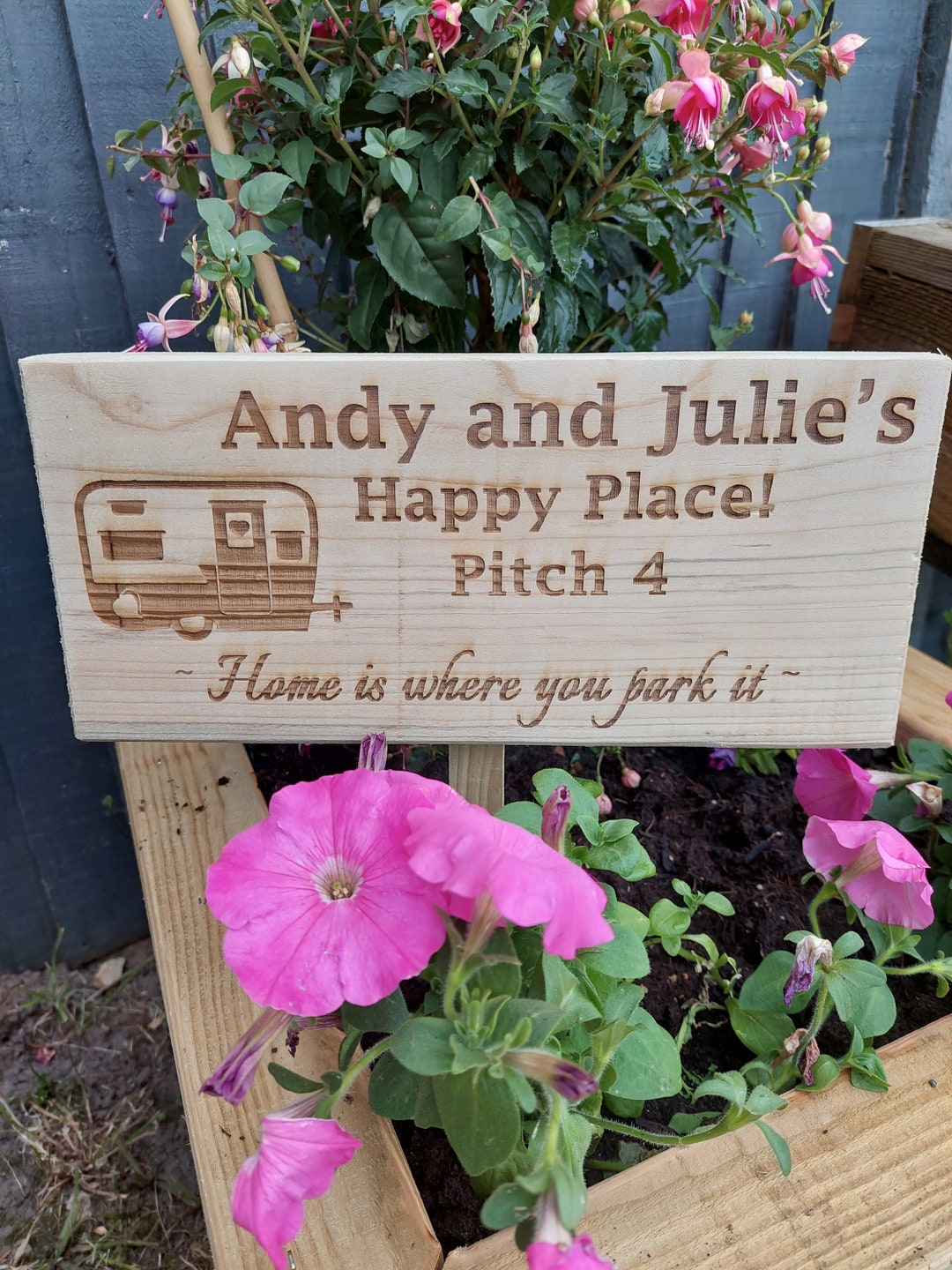 Personalised Wooden Garden Signs Plaque With a 25cm Ground Stake (in ...