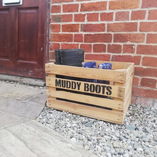 Welly Boot Rack & Shoe Rack Wooden Storage Box Apple Crate - Etsy UK