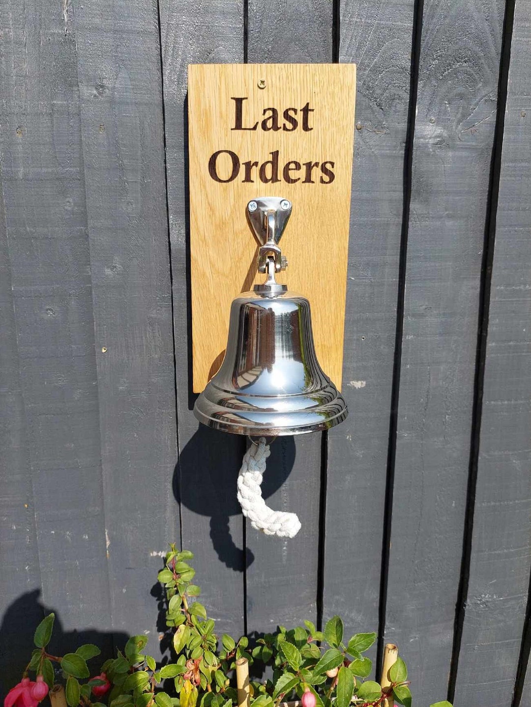 OAK Personalised Last Orders Bell, Home Bar Accessories, Mancave Bell ...