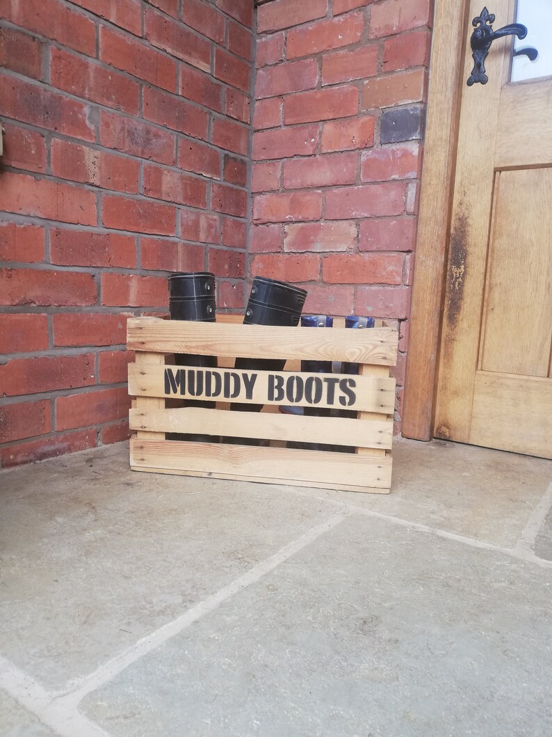 Welly Boot Rack & Shoe Rack Wooden Storage Box Apple Crate | Etsy