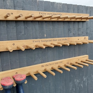 PERSONALISED Welly Wellington Wellies Wooden Rack Boot Holder Wall ...
