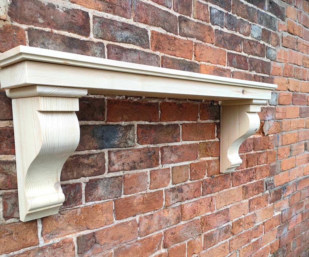 JOINERY GRADE L Shelf With Corbels I Handmade L Wooden Mantel Shelf ...