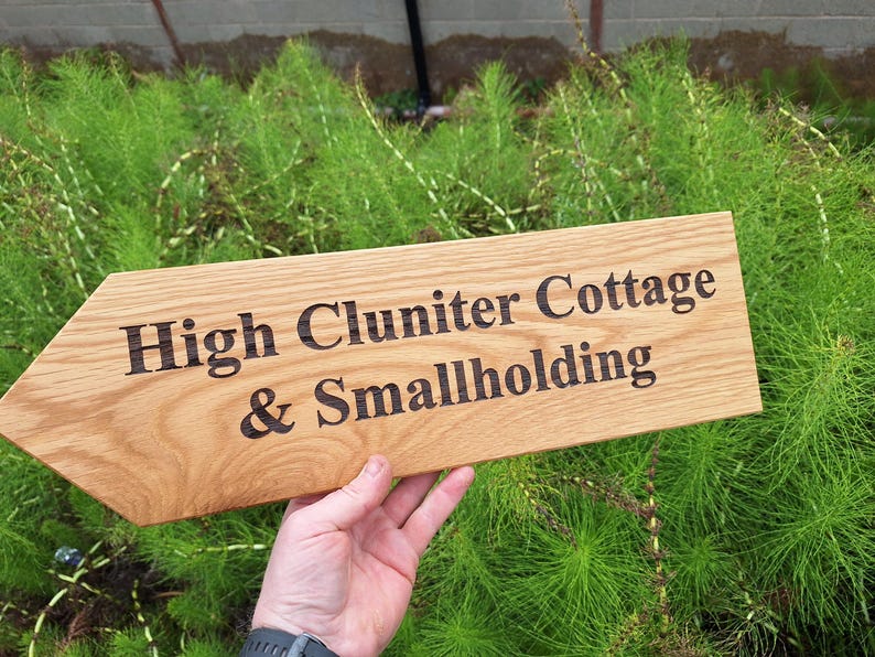 Personalised Oak Arrow Sign With Post Custom Carved Direction Sign ...