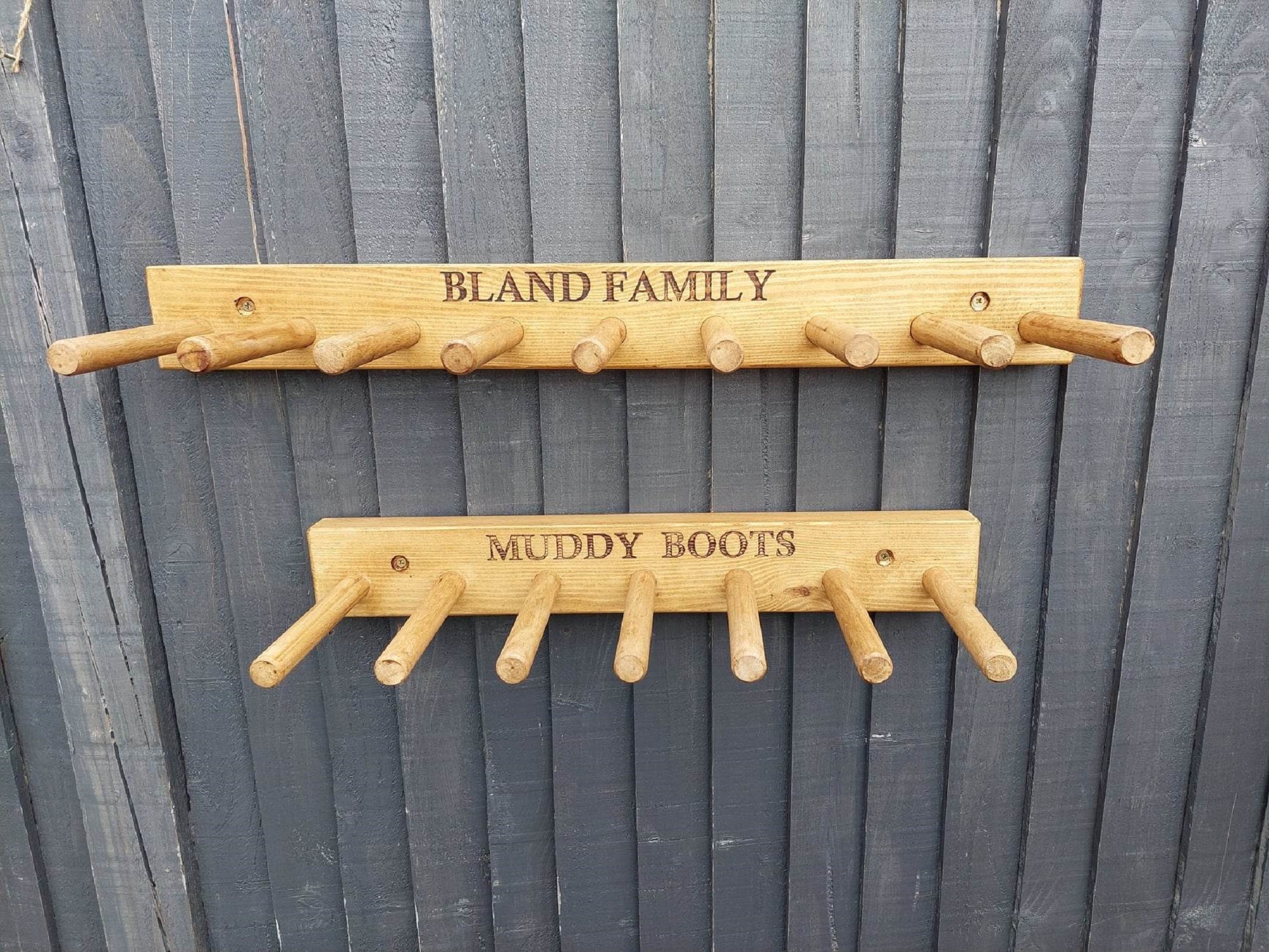 PERSONALISED Welly Wellington Wellies Wooden Rack Boot Holder Wall ...