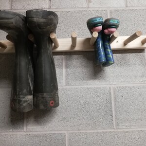 Welly Wellington Wellies Wooden Rack / Boots Holder Wall Mounted Sizes ...