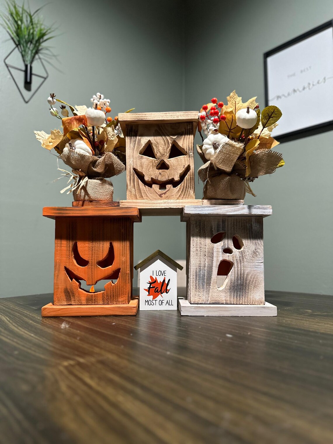 Halloween Lantern Boxes W/ Carved Faces - Etsy