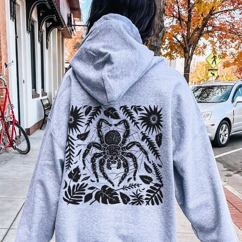 Spider Print Hoodie - Etsy