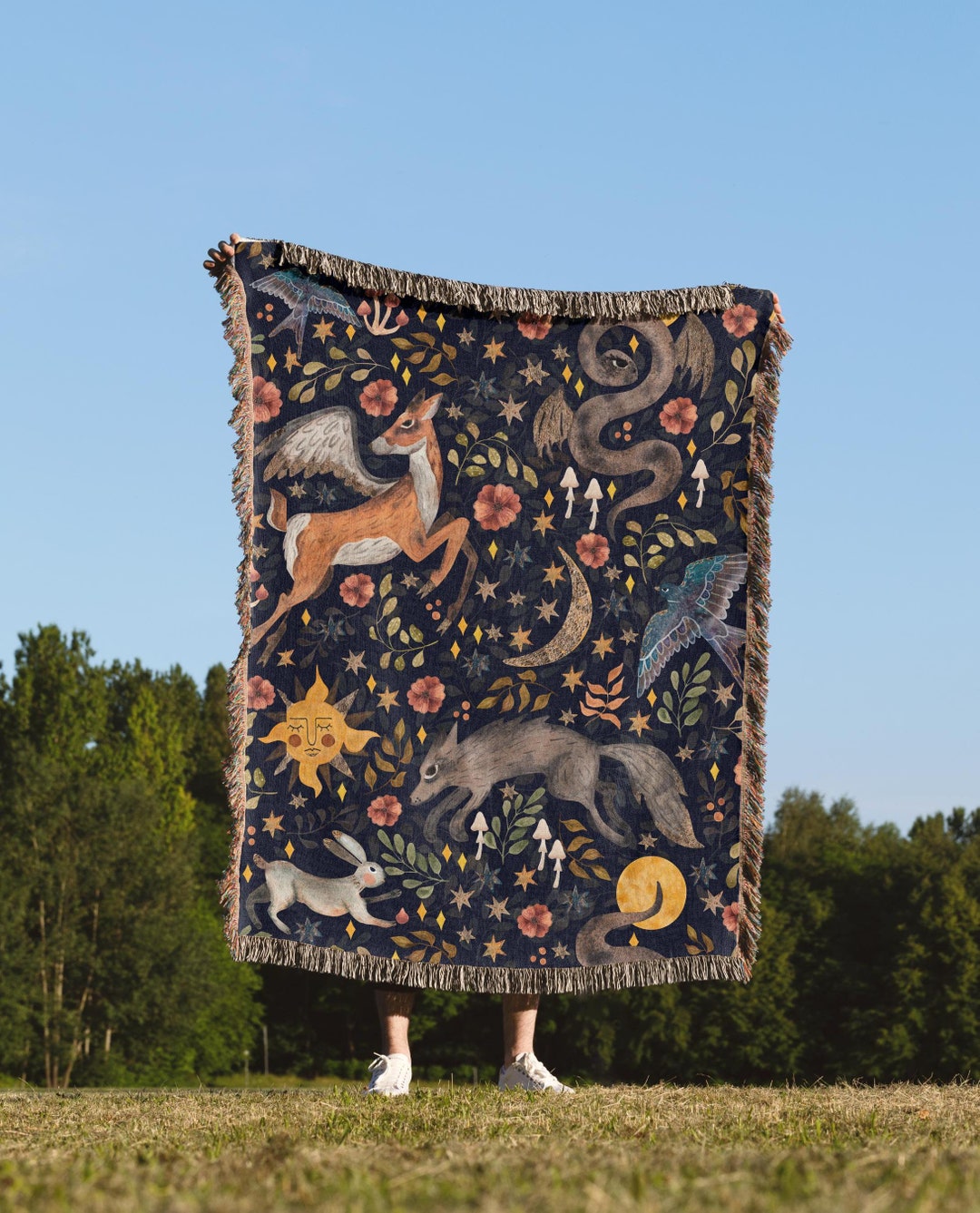 Forest Tapestry Cottage Core Blanket Fox Blanket Goblin Core Nature ...