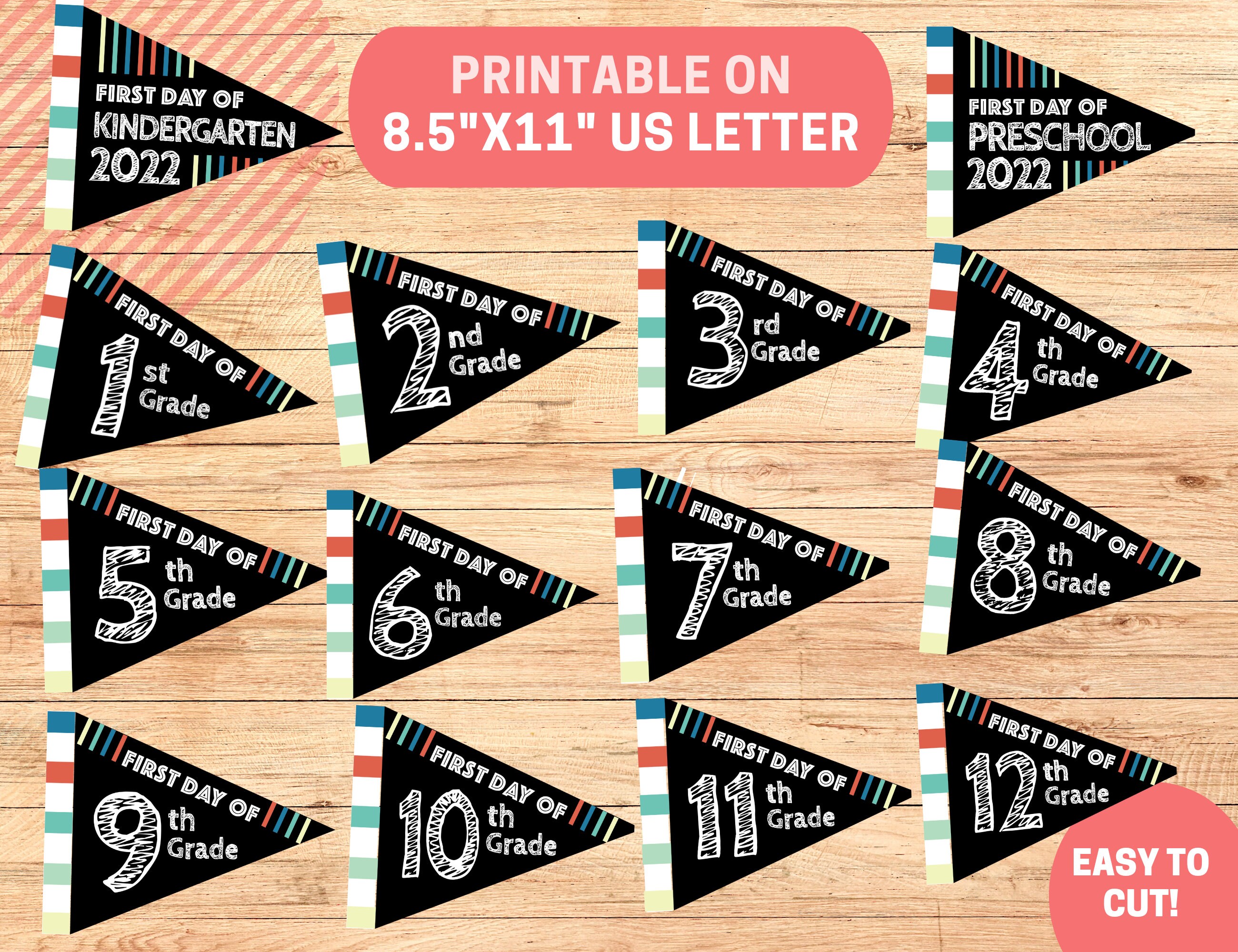 First Day of School Sign Printable 2023, First Day of Kindergarten ...