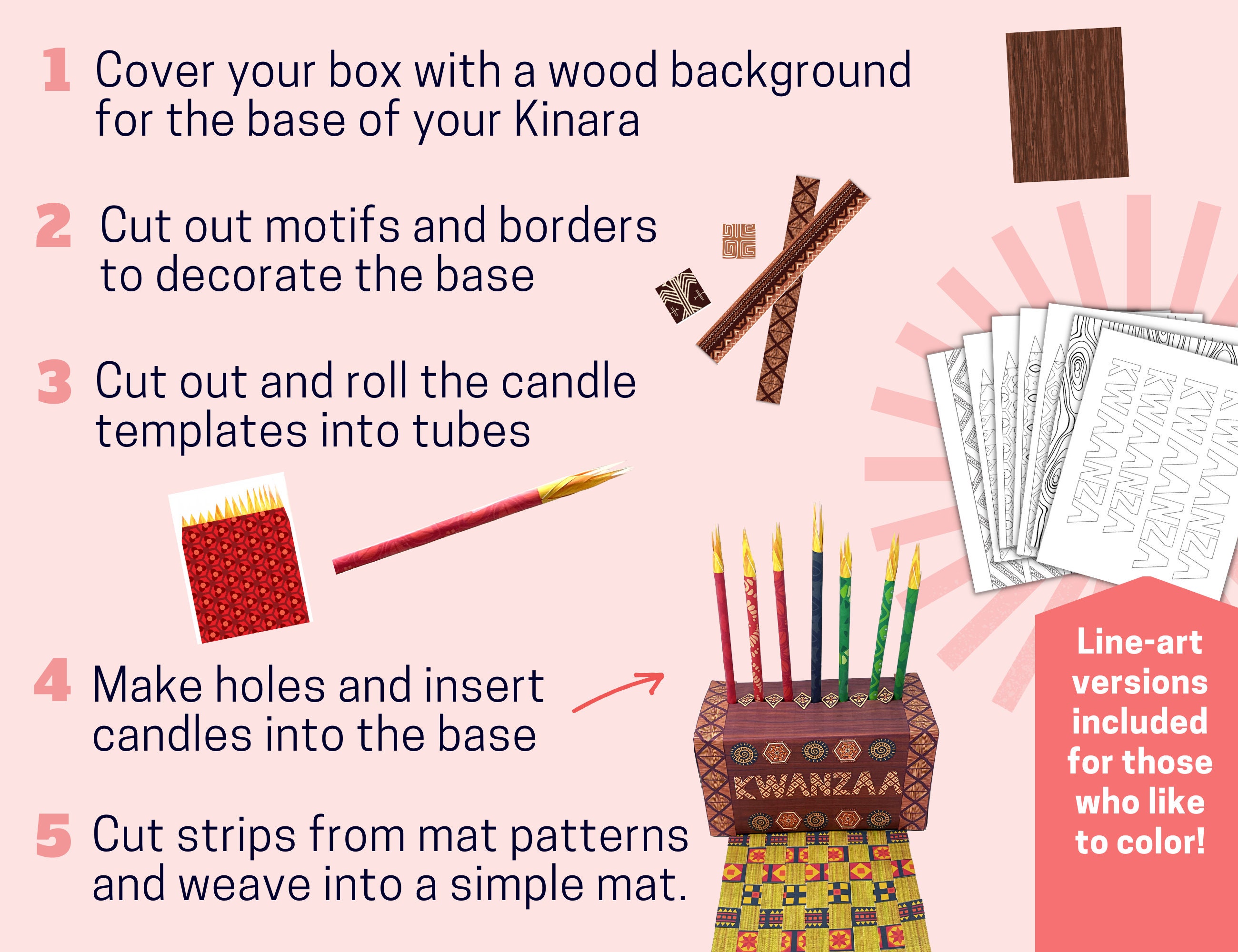 Kwanzaa Kinara Craft Do It Yourself Kinara Candle Holder Printable ...