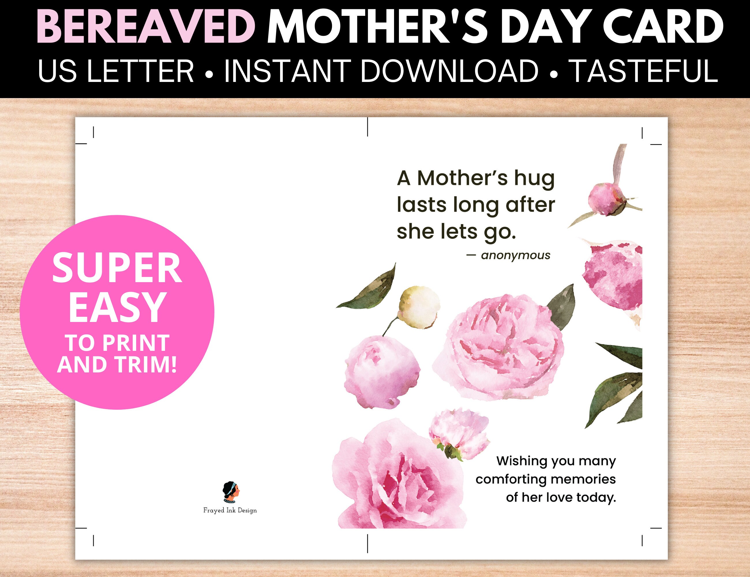 Printable Bereaved Mother's Day Card, Loss of Mother Message, Sad ...