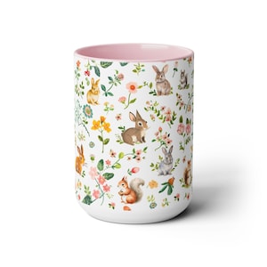 Vintage Bunny Mug Easter Mug Large Coffee Mug Spring Mug With Pastel ...