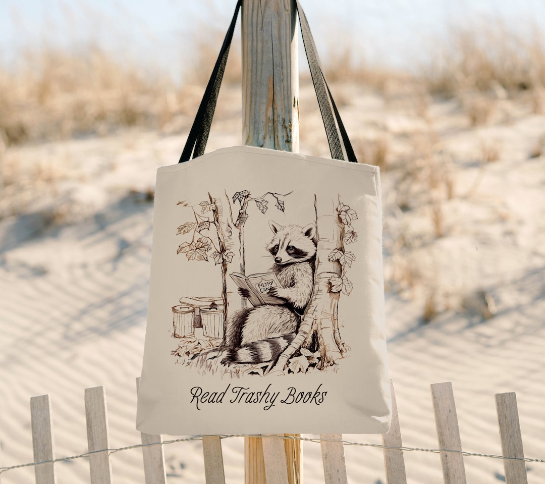 Raccoon Tote Racoon Gifts Bookish Tote Bag Book Swag Library Tote Bag ...