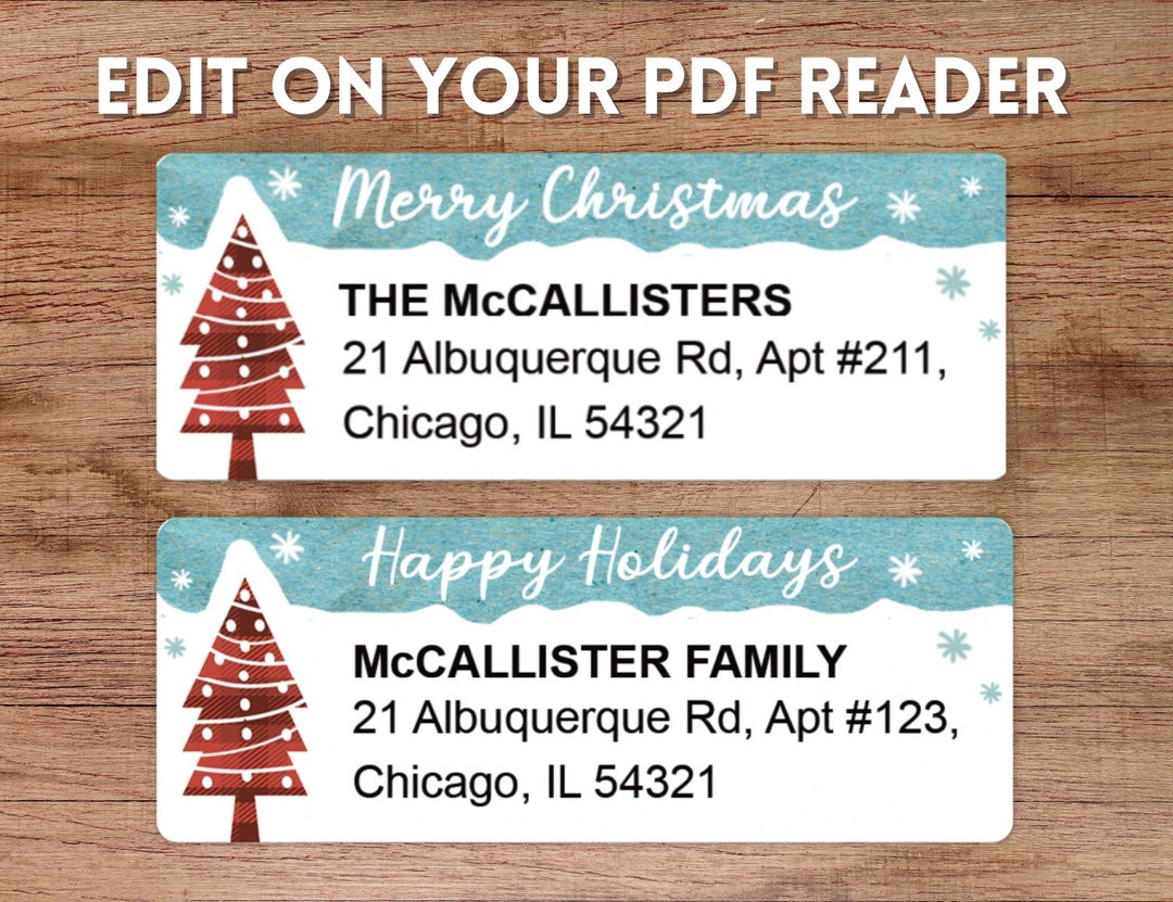 Printable and Editable Christmas or Holiday Address Labels, - Etsy
