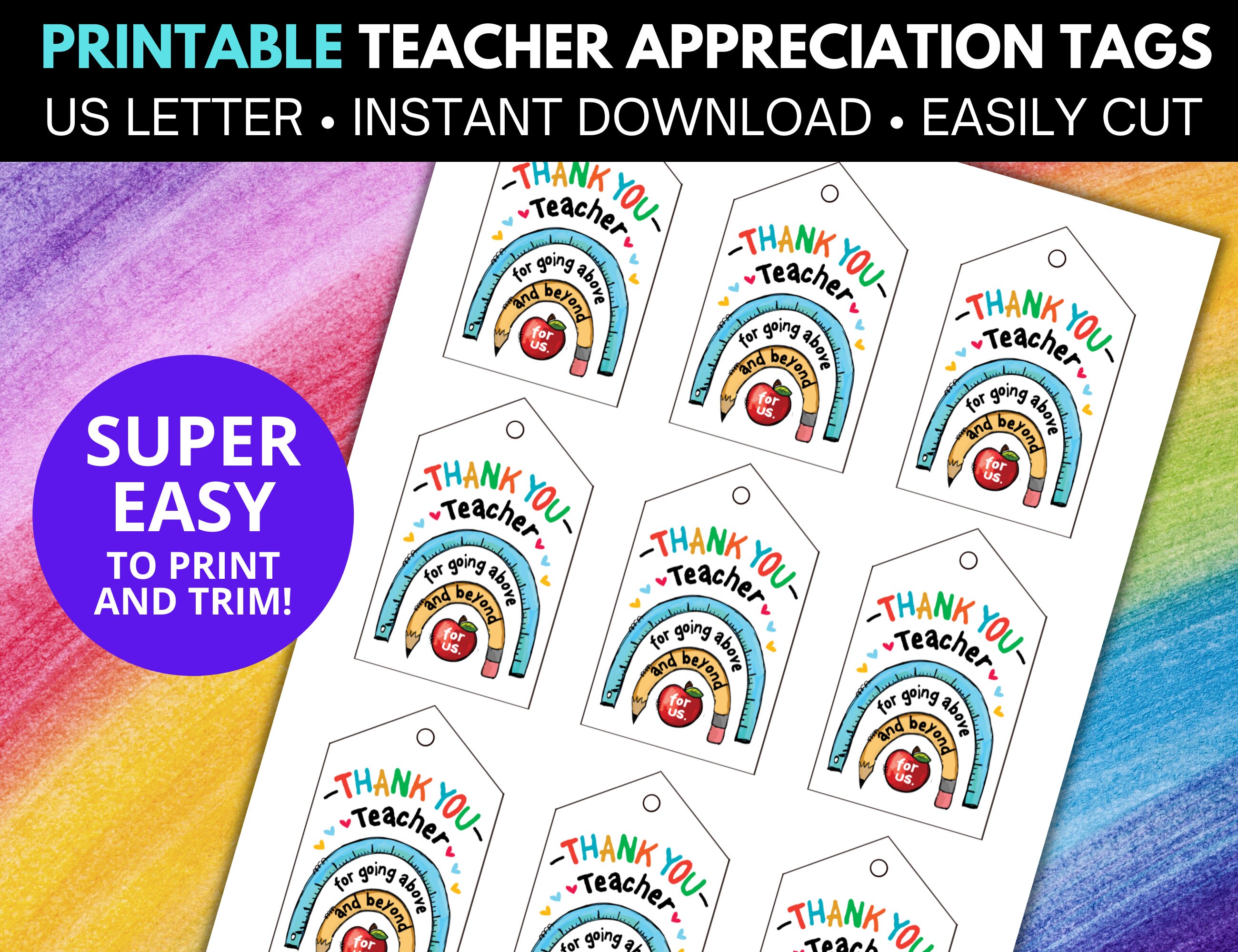 Printable Teacher Appreciation Gift Tag Staff Thank You Tag - Etsy