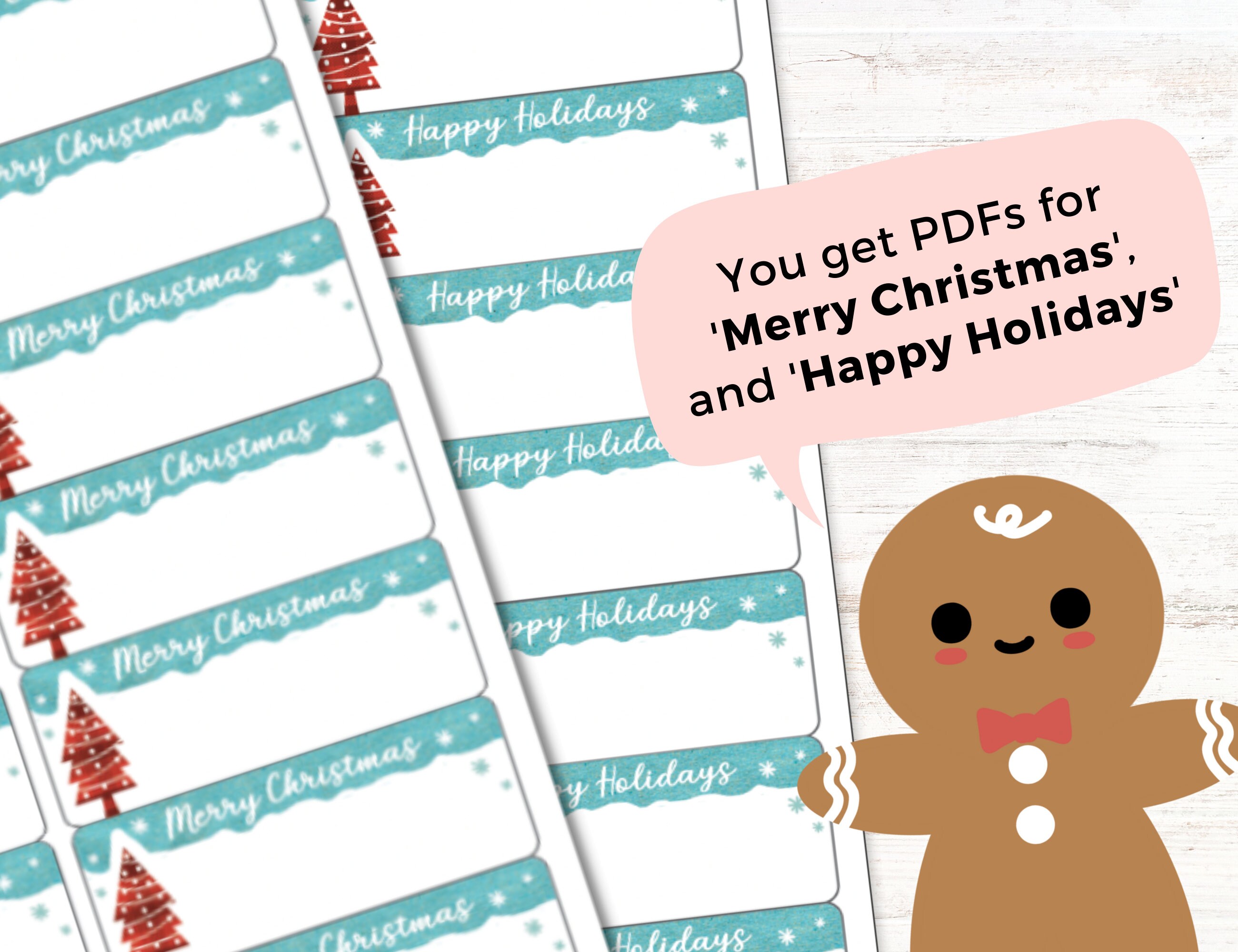 Printable and Editable Christmas or Holiday Address Labels, - Etsy