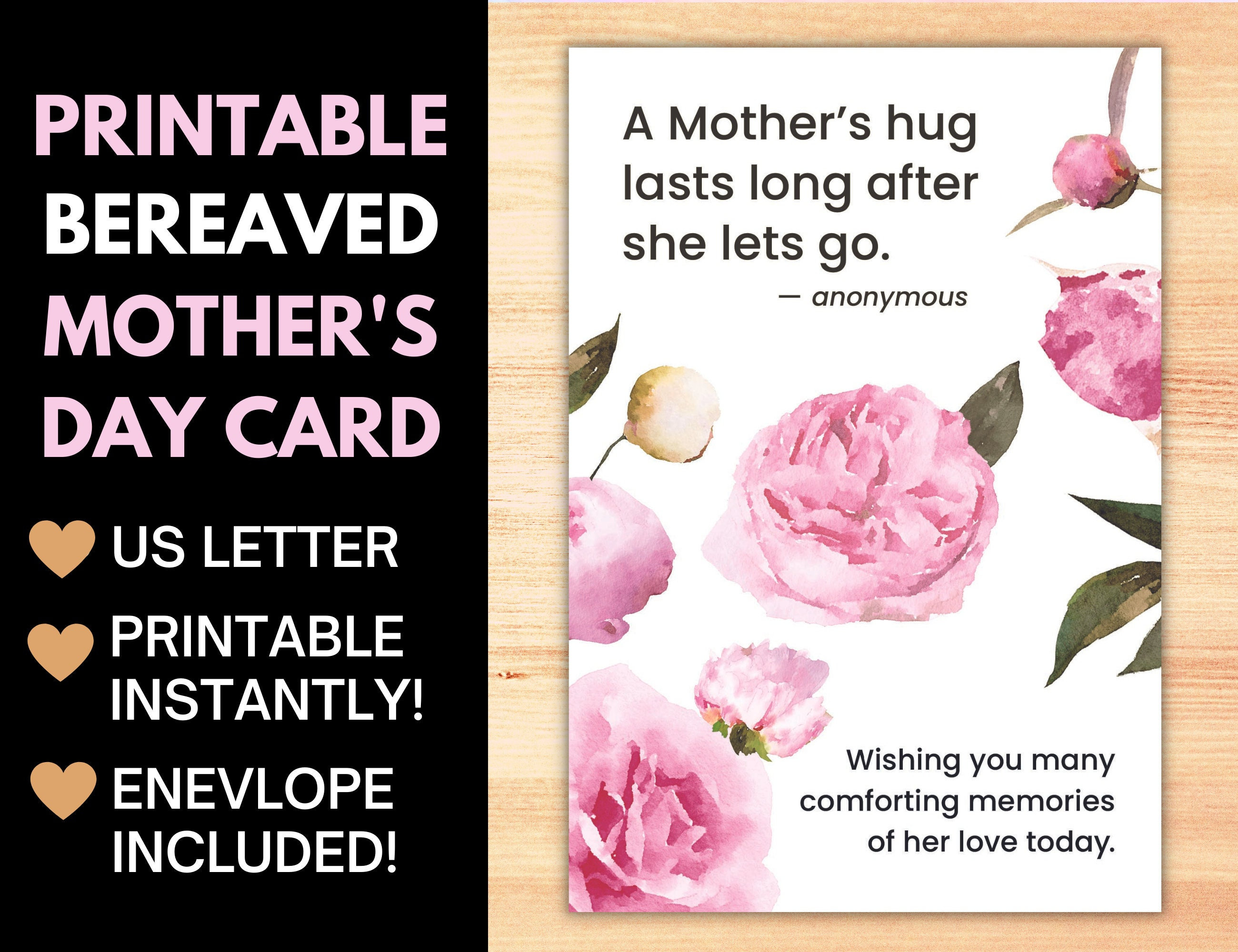 Printable Bereaved Mother's Day Card, Loss of Mother Message, Sad ...