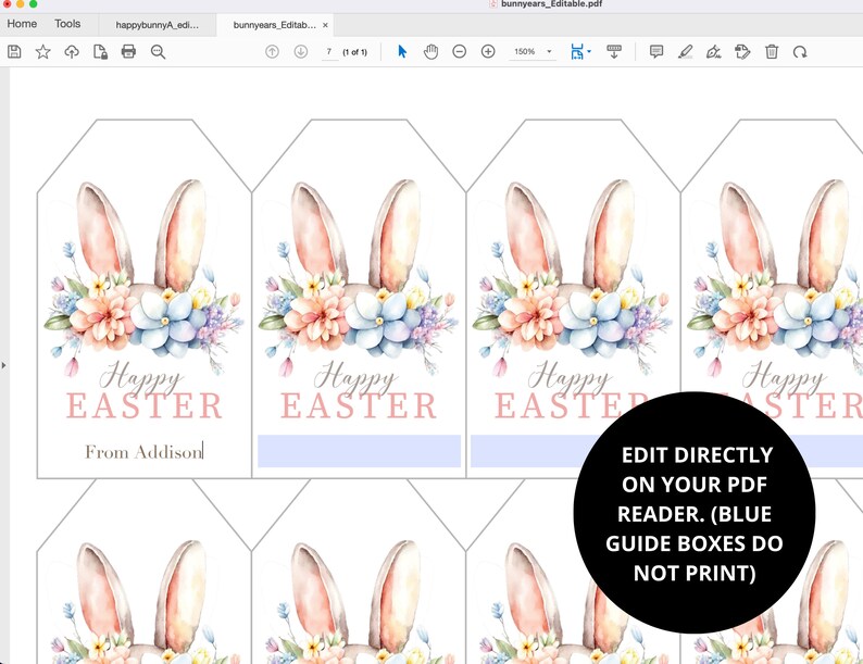 Editable and Printable Easter Tags, Easter Gift Tag for Kids Easter ...