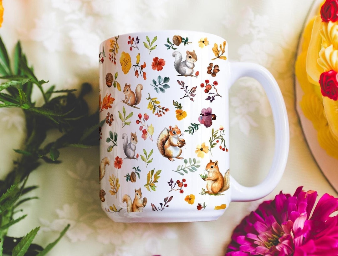 Squirrel Mug Woodland Animal Mug Ceramic Squirrel Coffee Mug Squirrel ...