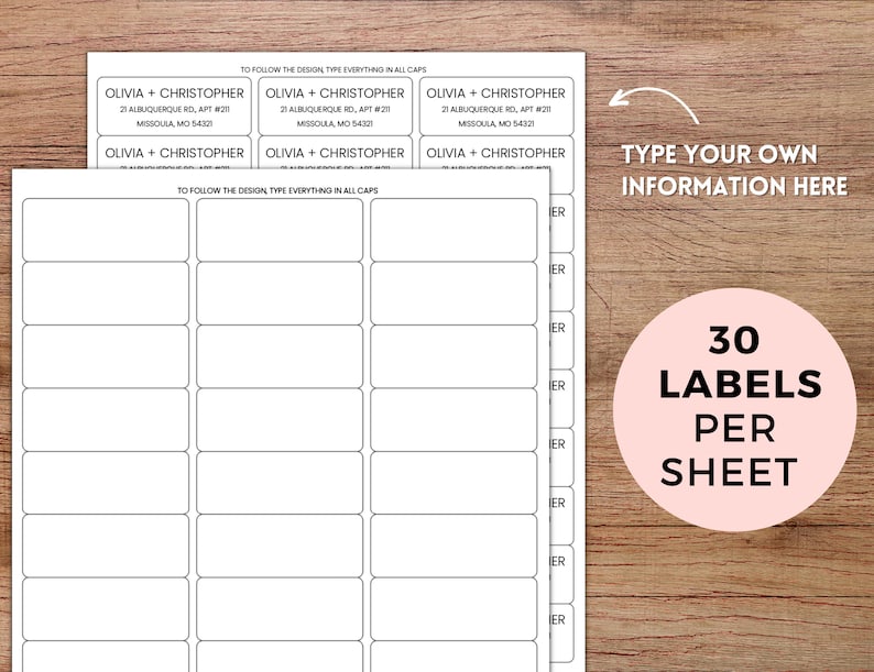 Printable and Editable Minimalist Address Labels, Avery Template ...