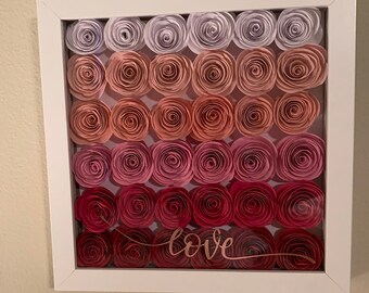 Flower Bouquet Shadow Box, Rose Shadow Box, Dried Flower Shadow Box ...