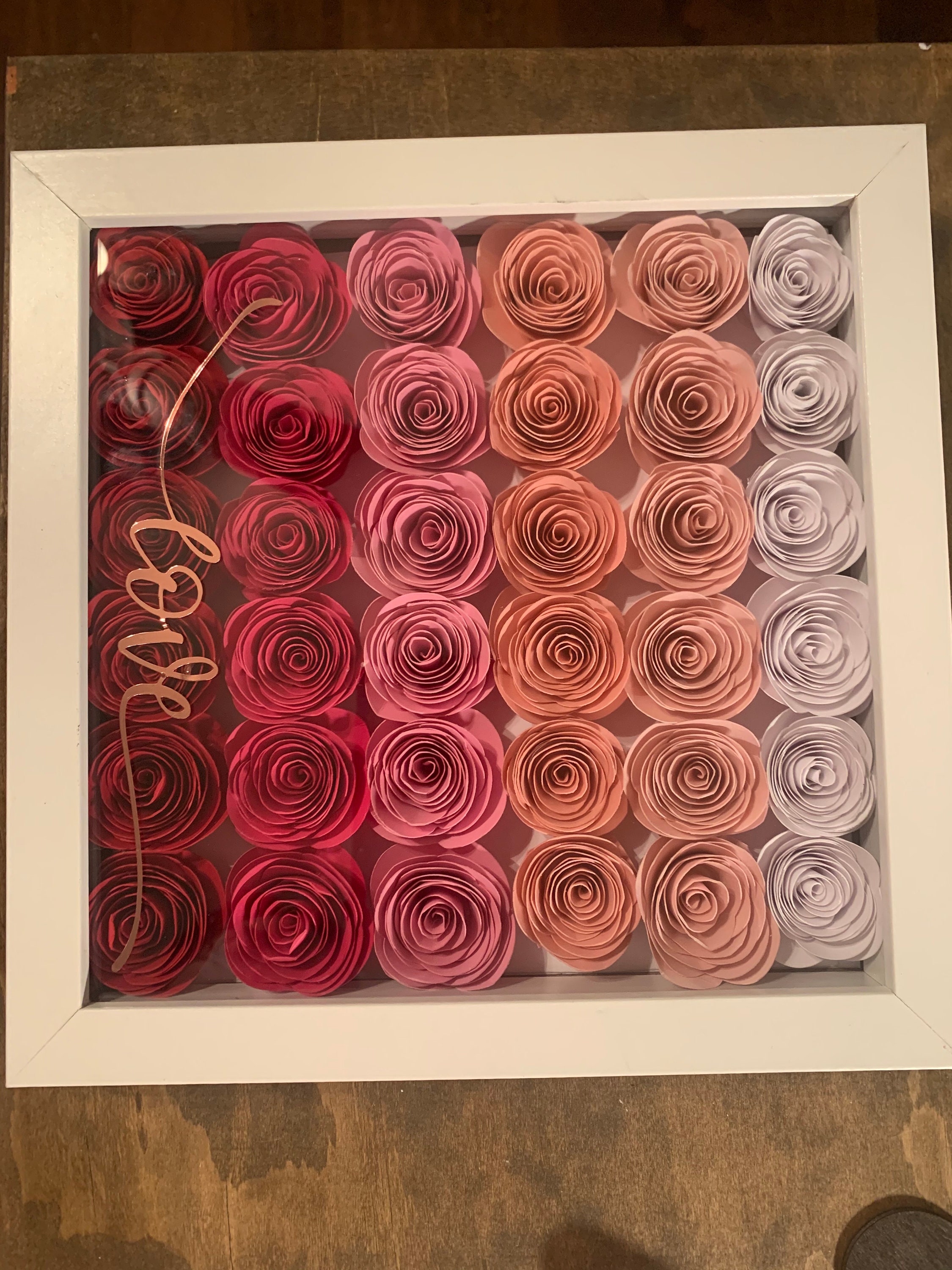 Customized Ombre Rose Shadow Box- Valentine’s Day - Etsy