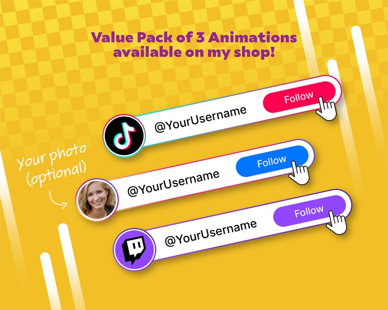 Custom Instagram Follow Button Animation Youtube Video Intro - Etsy