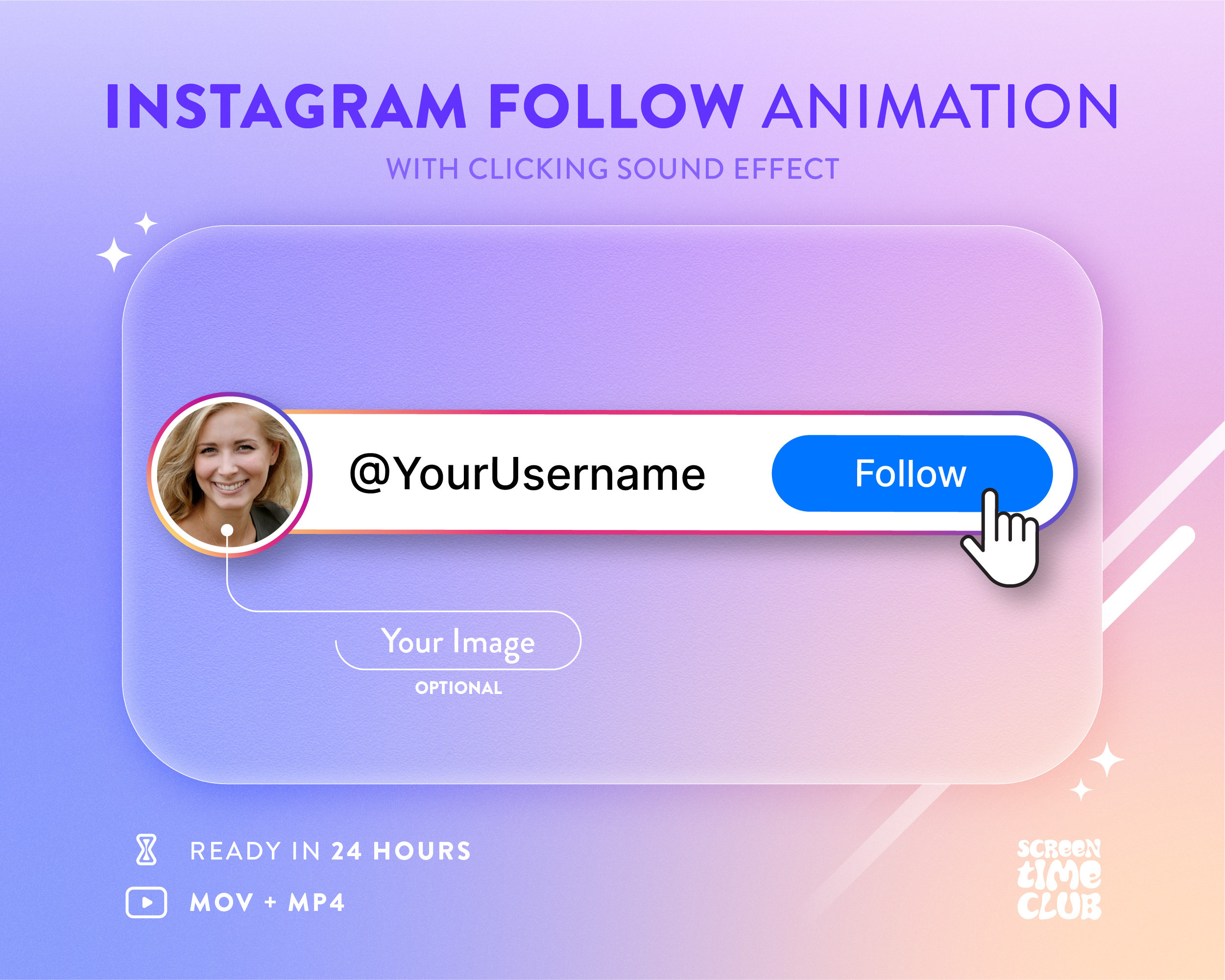 Custom Instagram Follow Button Animation, Youtube Video Intro Social Media Lower Thirds Overlay ...