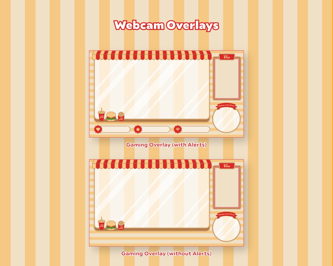 Retro Fast Food Restaurant Diner Twitch / Kick Stream Premade Overlay ...